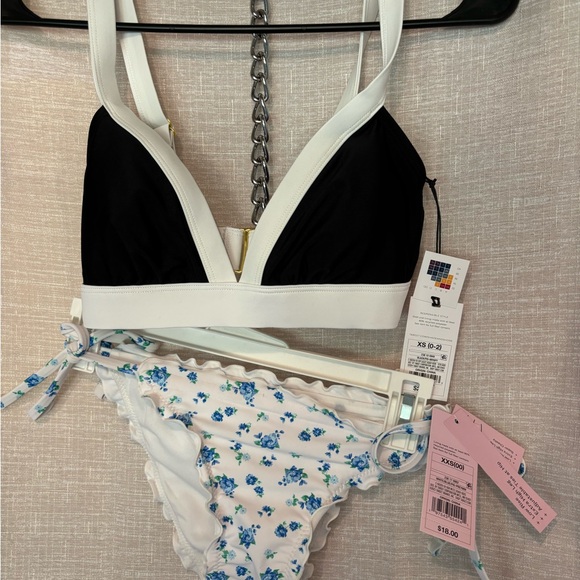Target | Swim | Target Black And White Bikini With Blue Floral Bottoms ...